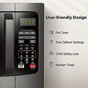 TOSHIBA EM131A5C-BS Countertop Microwave Ovens 1.2 Cu Ft, 12.4" Removable Turntable Smart Humidity Sensor 12 Auto Menus Mute Function ECO Mode Easy Clean Interior Black Color 1100W