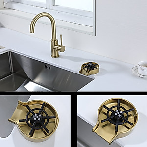 JXMMP Oil Rubbed Bronze Glass Rinser for Sink, Kitchen Faucet ORB Glass Rinser, Bottle Washer for Sink, Kitchen Sink Accessories, Cup Rinser for Kitchen Sink, Bar Glass Rinser