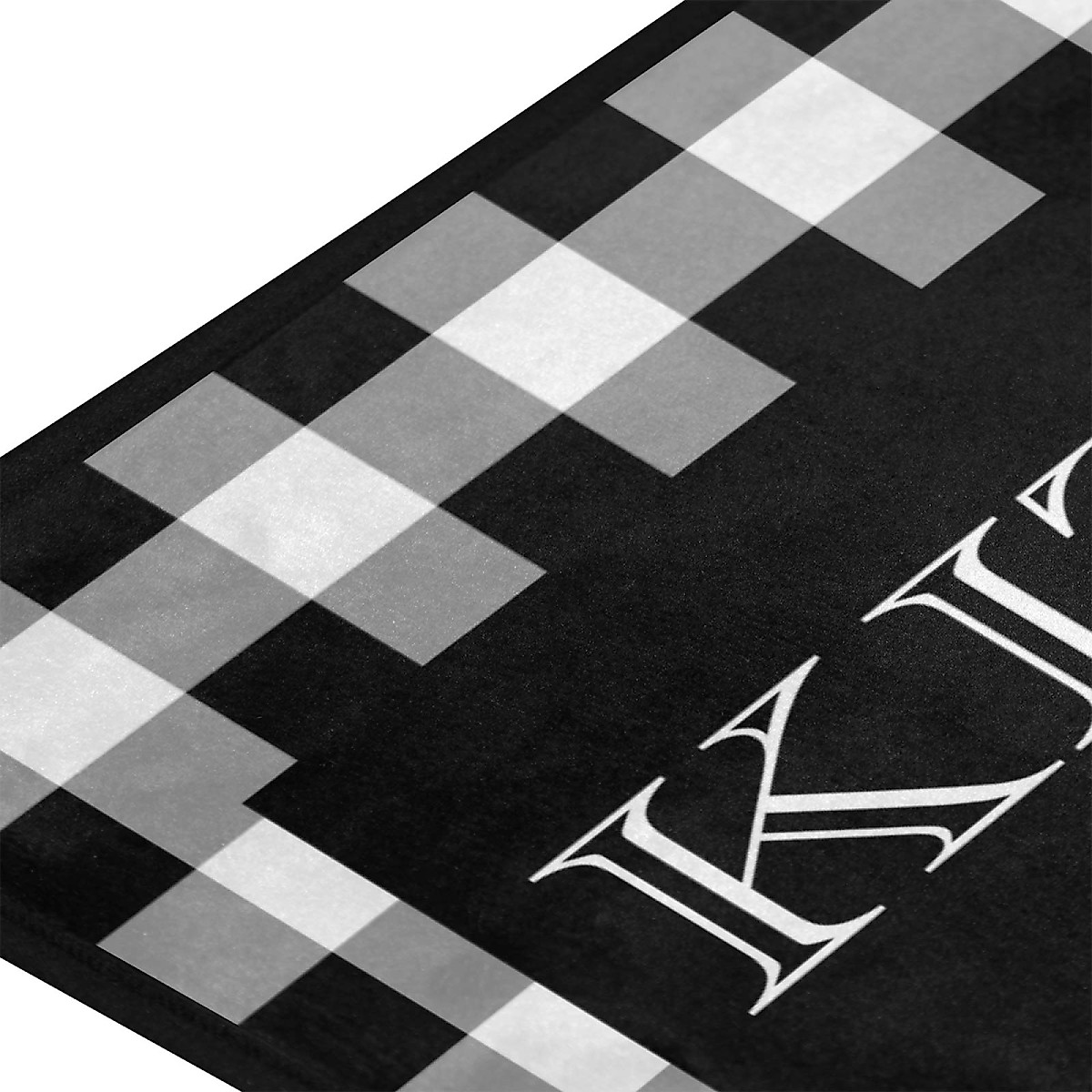 Kitchen Rug Black and White Kitchen Buffalo Plaid 39 x 20 Inch Non-Slip Anti Fatigue Comfort Entryway Door Mats Perfect Carpet for Home Decor