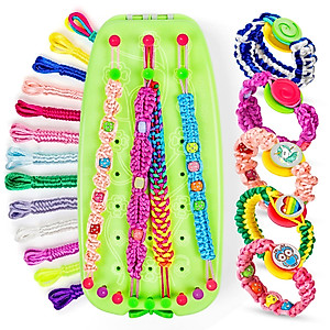 PREBOX Girls Crafts with 1 Potholder Loom Weaving Kit & 1 Friendship Bracelet Making Kit, Christmas Birthday Gifts for Girls Age 6 7 8 9 10 11 12 Year Old