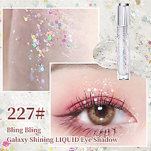 Quxunzzz Liquid Glitter Eyeshadow, Metallic Glitter Shimmer Eye Looks Waterproof Long Lasting Quick-Drying Sparkling Eye Shadow Makeup Liquid Glitter eyeliner #227