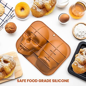 TZnponr 3d Skull Cake Molds for Baking, Cake Molds for Halloween, Food Grade Silicone DIY Large Skull Cake Pan for Birthday,Halloween and all parties.