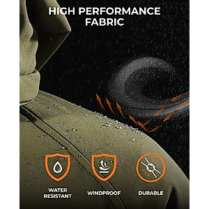 ORORO Men's Heated Jacket with Battery, Heated Coat with Detachable Hood (Charger Not Included) (Green, XL)