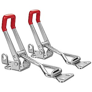 Accessbuy Heavy Duty Adjustable Toggle Latch Clamp With Lock Hole 300Kg 660Lbs Holding Capacity (7.5inch(2pak)) Silver