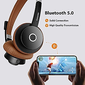 Wireless Headphones with Microphone, HD Stereo Sound & Noise Isolating Bluetooth Headset with Mute Button, Comfortable 25Hrs Playtime Hands Free On Ear Headphones for Cell Phone Calls Music Work