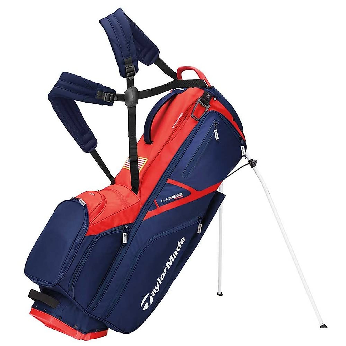 Taylor Made Flextech Crossover 2021 Stand Bag(Navy/RED/White) USA 14-Way top, Navy FlagRedWhite
