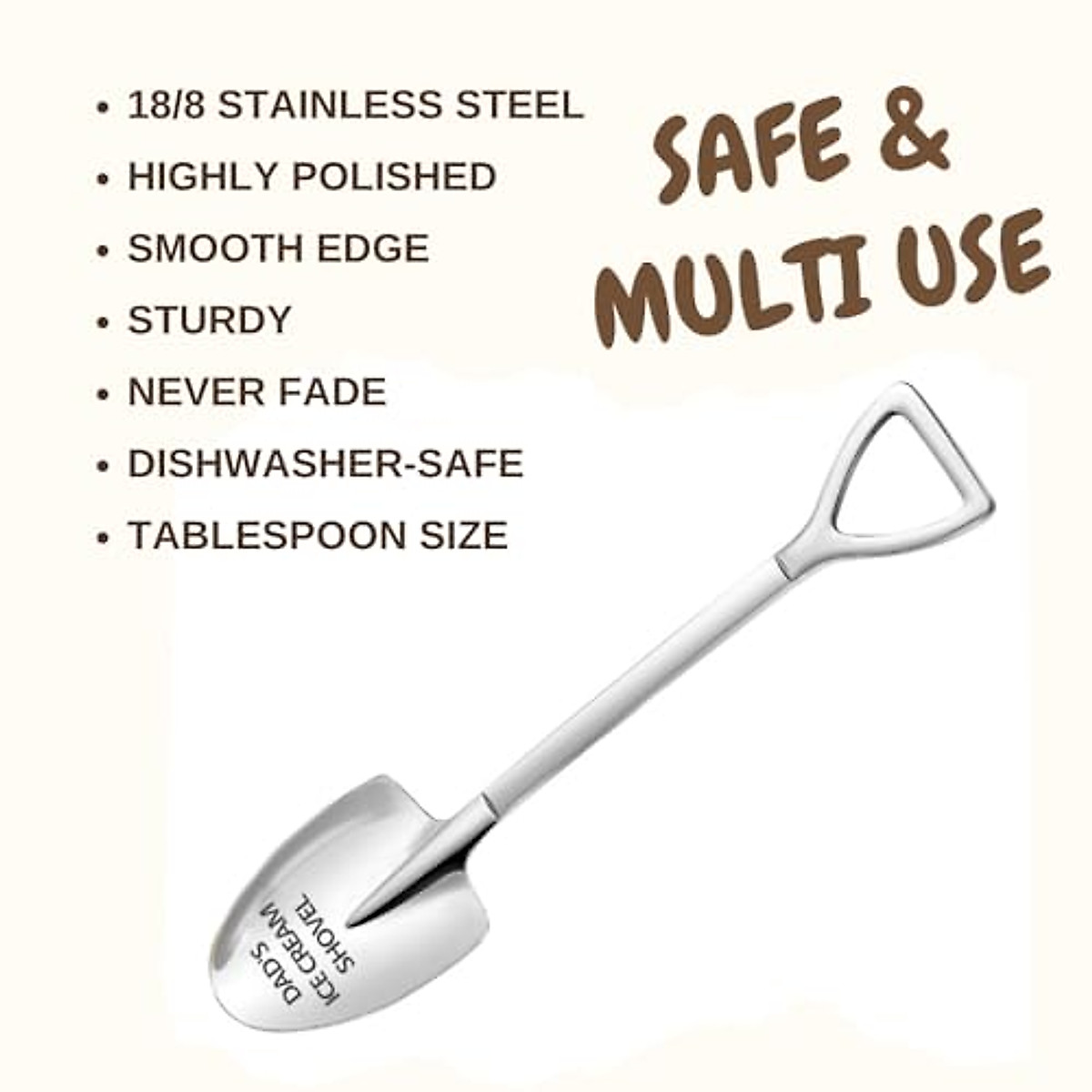 Fathers Day Gifts, Gifts for Dad, Father's Day Gifts from Daughter Son, Birthday Gifts for Dad, Personalized Dad Gifts, Funny Engraved Stainless Steel Dad's Ice Cream Shovel Gift for Father's Day