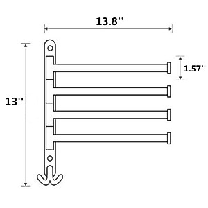 ELLO&ALLO Oil Rubbed Bronze Towel Bars for Bathroom Wall Mounted Swivel Towel Rack Holder with Hooks 4-Arm