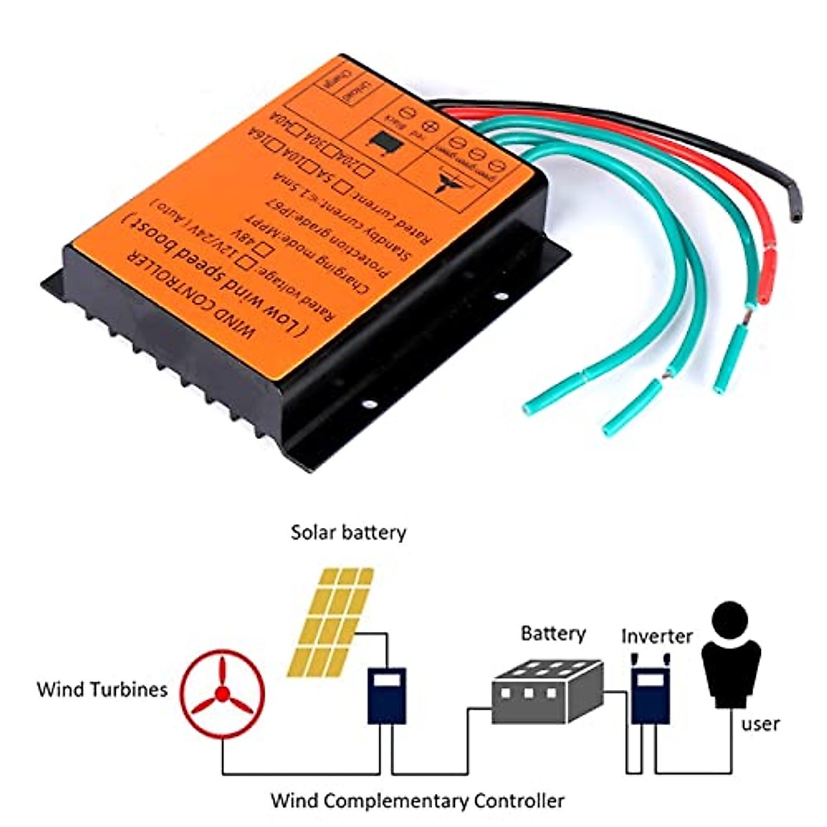 FEICHANGHAO Efficient 12000W Waterproof MPPT Charge Controller,DC12V24V 48V IP67 Wind Turbines Generator Battery Charge Controller Regulator,48v