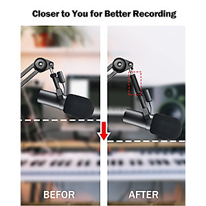 Boseen Mic Stand Extension Tube, 5/8" Female to 5/8" Male Microphone Extension Pipe Microphone Stand Extender with 2 Screw Aadpters for Desk Boom Arm Stands, 2Pcs