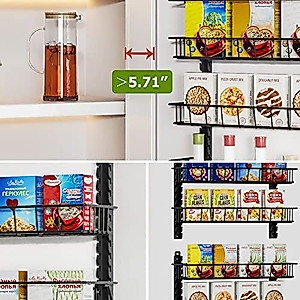 Churboro Over the Door Pantry Organizer Rack with 9 Adjustable Baskets, 9 Tiers Dual-use Spice Rack- Hanging or Wall Mount Spice Rack, Pantry Door Organizer, Black