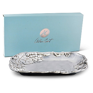 Arthur Court Designs Aluminum Grape Food Service Tray, Desktop Storage Organizer, Catchall, Valet, Nightstand or Dresser 9.5 inch Long