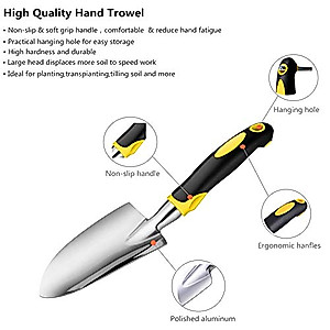 SXBBSMC Garden Trowel, Hand Shovel, 2 Piece Cast-Aluminum Heavy Duty with Soft Rubber Handle Garden Tools, Small Hand Trowel for Women Men Kids Gardening