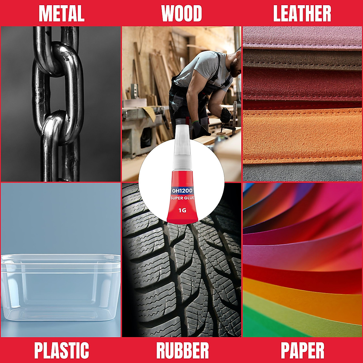 1 Gram (Pack of 24) Single use Super Glue All Purpose, Super Fast, Thick & Strong Adhesive Superglue, Cyanoacrylate Glue for Hard Plastics, DIY Craft, Ceramics, Frame, Leather, Metal Etc