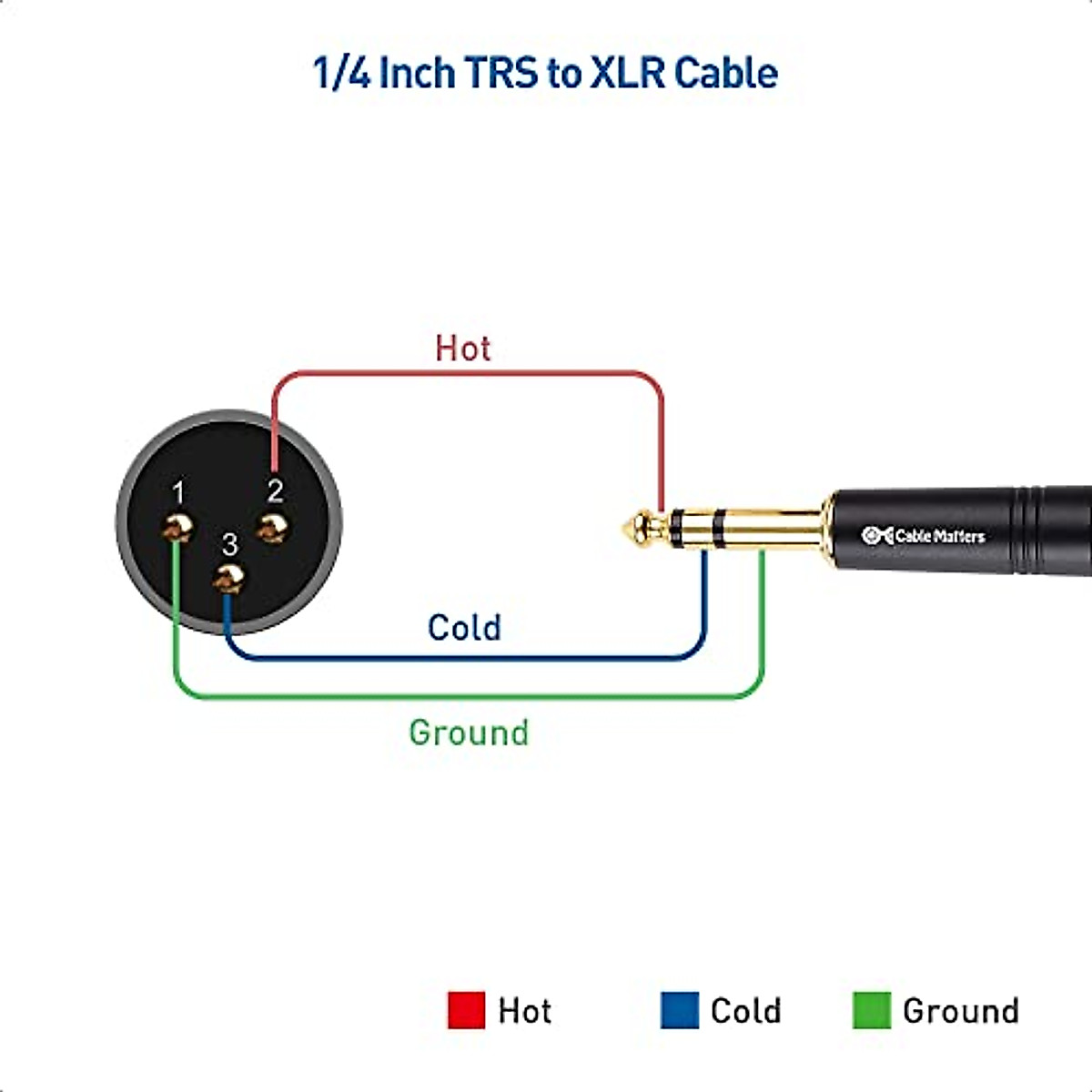 Cable Matters 6.35mm (1/4 Inch) TRS to XLR Cable 6 ft Male to Male (XLR to TRS Cable, XLR to 1/4 Cable, 1/4 to XLR Cable)