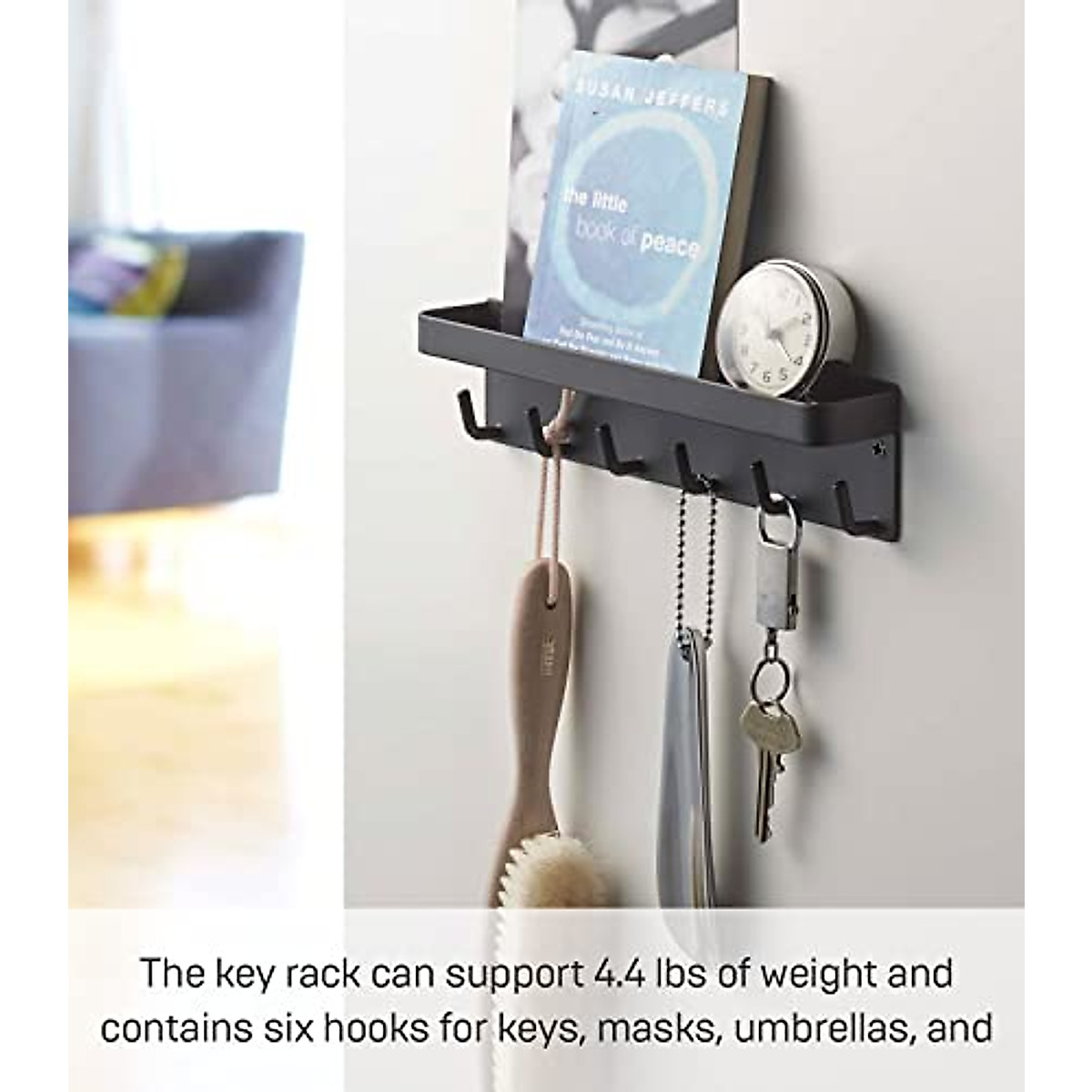 YAMAZAKI home 2755 Magnetic Key Rack with Tray, One Size, Black