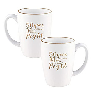 Canopy Street 50th Anniversary Mug Set / 50th Anniversary Mr. And Mrs. Always Right Coffee Mugs / 15 Ounce Anniversary Mugs/Fiftieth Anniversary Party