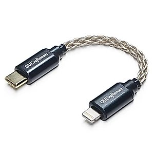 GUCraftsman OTG Cable iOS to Type C/USB C Headphone Amplifier Cable 6N Single Crystal Silver for FiiO BTR5 Q1 Q3 Q3s Qudelix 5K xDuoo Link2 XD-05PLUS E1DA 9038G3 9038S 9038D for iPhone iPad iPod Touch