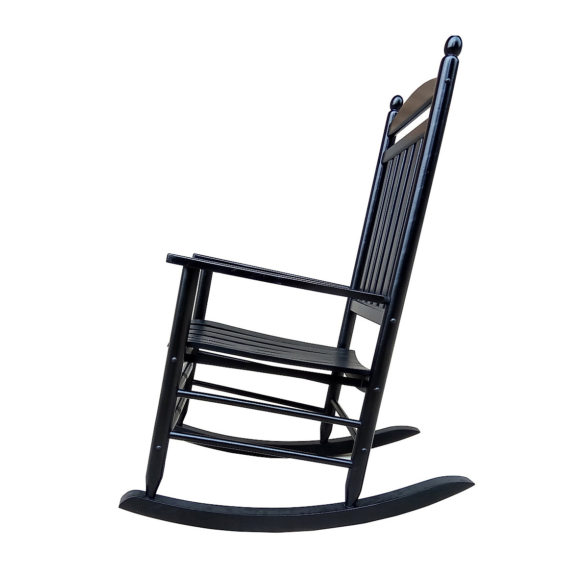 Rocking Rocker-A040BK Black Wood Porch Rocker/Outdoor Rocking Chair -Easy to Assemble-Comfortable Size-Outdoor or Indoor Use