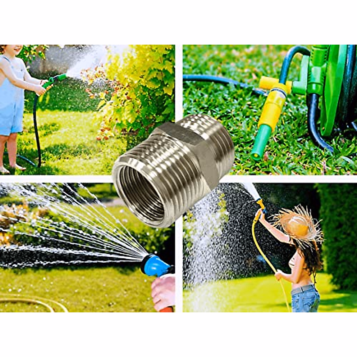 Fuoequl Stainless Steel Garden Hose Adapter Convert to NPT 3/4 npt to 3/4 Garden hose