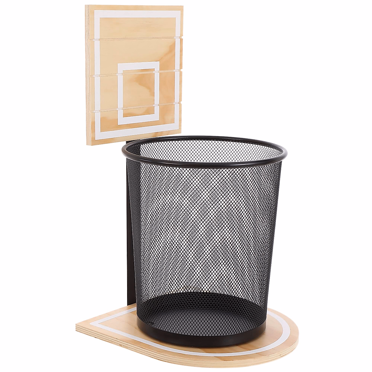 Houseables Basketball Trash Can, Basketball Hoop Trash Can, Basketball Garbage Can, 19”x10”, Brown, Wood, Basketball Hoop Basket, Basketball Net Trash Can, Basketball Wastebasket, Basketball Trashcan