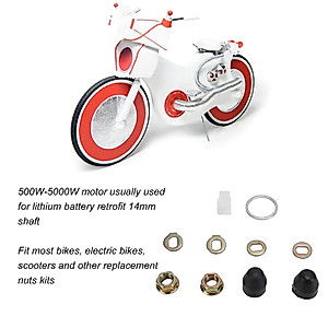 Hub Motor Nuts Kit, Steel Bike Wheel Axle Nut M14 Nuts Washer Kit with 14mm Shaft for Electric Bikes Scooters Bike Component Bike Axle Nut