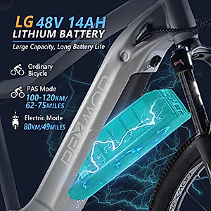 PEXMOR Electric Bike for Adults, 750W BAFANG Motor Ebike 32MPH Adult Electric Bicycle 48V 14AH LG Battery, 27.5" Electric Mountain Bike 7 Speed Gears Lockable Fork City Commuter E-Bike,UL Certified