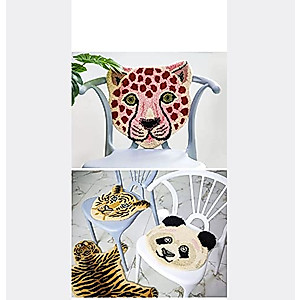 Menglo Tiger Shaped Rug Cute Cartoon Tiger/Lion/Panda Shape Animals Bath Mat Small Area Rug Entrance Door Mats Non Slip Floor Mat Thickened Carpet Decoration for Bedroom Living Room (Pink Panther)