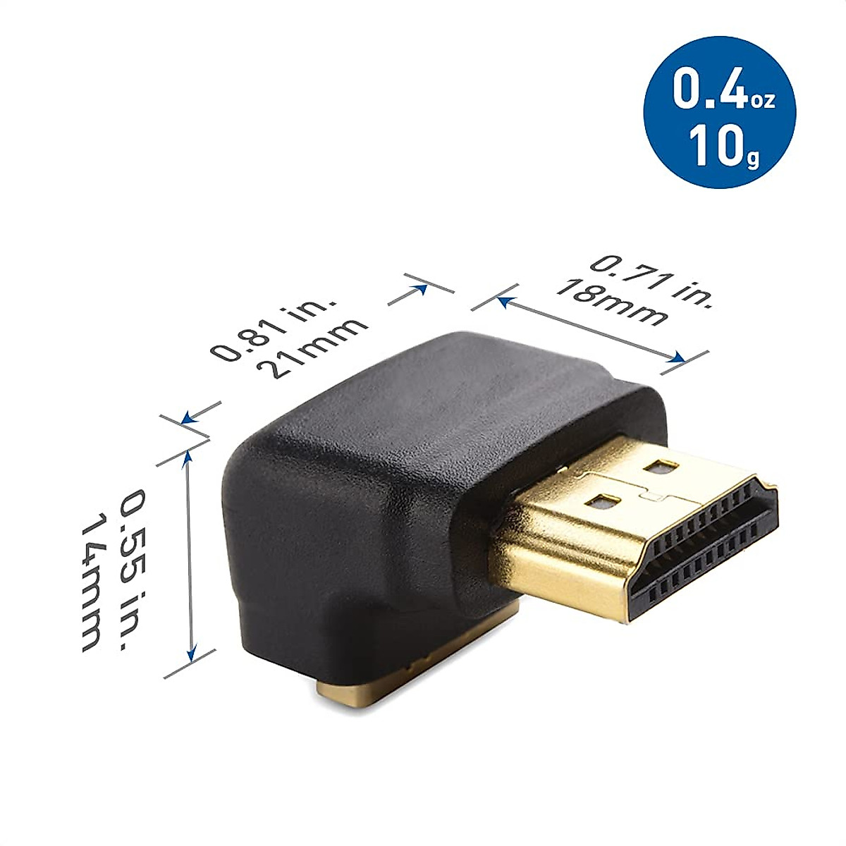 Cable Matters 2-Pack Right Angle HDMI Adapter (270 Degree HDMI Right Angle) with 4K and HDR Support