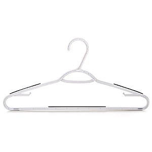 Popular Design Products 10 pc White Plastic Hangers with Built-in Grey Grip Strip Non-Slip Pads - Perfect for Dresses, Blouses and Pants - Work Great for Shirts, Ties, Scarves and Sweaters