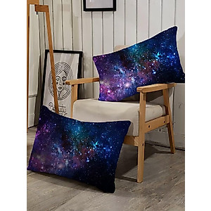 kxry Blue Purple Galaxy Fitted Sheet Sets Queen Size for Boys Kids Teens Outer Space Starry Sky Universe Bedding Set 1 Fitted Sheet + 1 Flat Sheet + 2 Pillow Cases