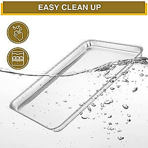 Wildone Baking Sheet & Rack Set [2 Sheets + 2 Racks], Stainless Steel Cookie Pan with Cooling Rack, Size 16 x 12 x 1 Inch, Non Toxic & Heavy Duty & Easy Clean