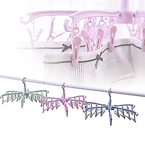 BONYCUST Foldable Drying Rack with 24 Clips for Drying Socks Lingerie Baby Clothes Drying Towels Rotatable Sock Drying Rack