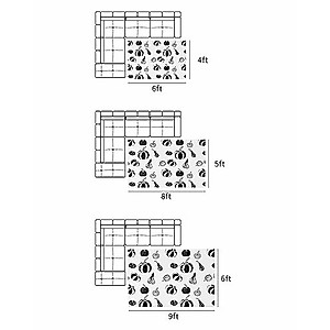 Thanksgiving Fall Outdoor Rug for Patio/Deck/Porch, Non-Slip Large Area Rug 6 x 9 Ft, Simple Black and White Fall Pumpkin Indoor Outdoor Rugs Washable Area Rugs, Reversible Camping Rug Carpet Runner