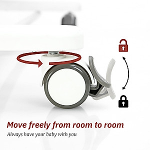 VaVaSoo Rocking Bassinet for Baby Automatic Bedside Bassinet Electric Baby Cradle 5 Heights Adjustable Bedside Sleeper for Babies Infant Smart Auto Rocking Crib 3 in 1 Baby Bassinet on Wheels, White