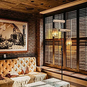 Boho Floor Lamp 2-Lights Floor Lamp with Rattan Lampshades,Farmhouse Floor Lamps indenpendant Control Switch,Rustic Tall Standing lamp 68 Inch,Unique Floor Lamps for Living Room Bedroom Office