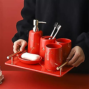 CZDYUF Marriage Newly Married Housewarming Gift Ceramic Bathroom Five-Piece Wash Set Bathroom Supplies