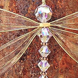 XinTX Dragonfly Crystal Suncatcher Rainbow Maker Prism,Hanging Crystals Ornament for Window Garden Home Decor (Dragonfly)