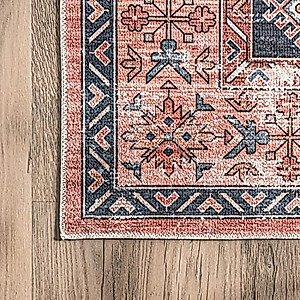 nuLOOM Medallion Bordered Machine Washable Area