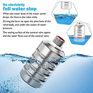 304 Stainless Steel Fully Automatic Water Level Control Float Valve, 1/2" 3/4" Auto Shut Off Mini Float Valve, No need electricity Automatic Water Level Controller for Water Tank, water towers