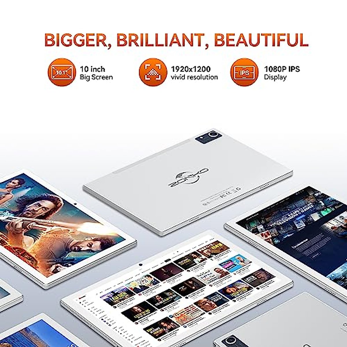 【2023 Newest Tablet】Android 12 Tablet with Keyboard, 16(8+8)GB RAM 128GB ROM 1TB Expand Tablets 10 inch, 2.4G/5G WiFi Tablet Android, Octa-Core 1920 * 1200 IPS Display 13MP Camera, 7000mAh GPS, Silver
