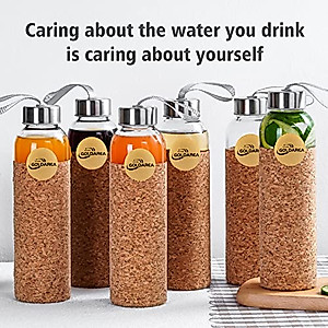 GoldArea 6 Pack Glass Water Bottles with Sleeves, 16 oz Glass Bottles with Stainless Steel Caps, Reusable Sport Water Bottles, Juice Containers with Lids for Fridge, Leakproof Bottles for Beverage
