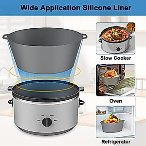 Slow Cooker Liners Fit 7-8 Quart Oval Crockpot, Reusable Silicone Crock Pot Liners Food Grade Slow Pot Accessories for Replacing Disposable Liners, Easy to Clean & Leak-Proof
