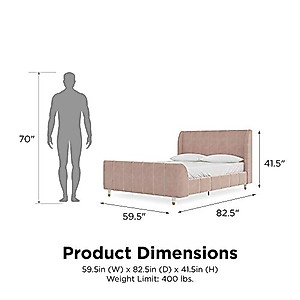 Little Seeds Valentina Kids' Full Upholstered Bed, Pink Velvet