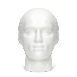 Juvale Male Head Form, Foam Mannequin Display for Hats, Wigs, Mask, Cap, White (9 x 11 In)