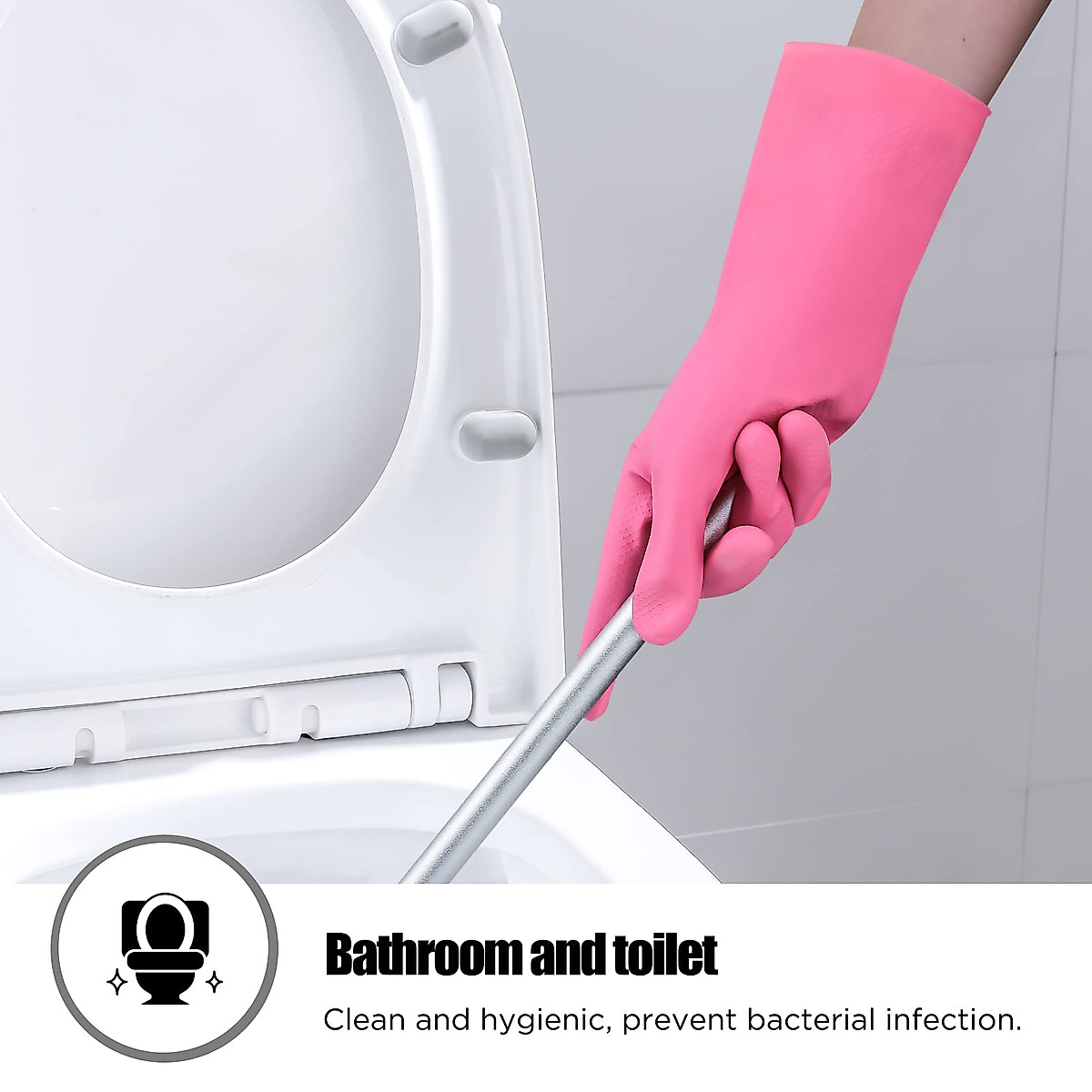 IUCGE Rubber gloves dishwashing 2 Pairs for Kitchen,Cleaning gloves for household Reuseable.(Small,Pink+Yellow)