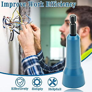 Wire Twisting Tool, Wire Spin Twister Nut, Spin Twist Wire Connector Socket, Wire Twisting Spinner, Wire Spin Driver Nut, Wire Twister Tool for Drill and Wire Connector Driver with 1/4" Chuck (Blue)