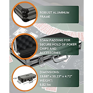 Bullets Playing Cards Poker Sets with Case - Versatile Denominations for Poker, Blackjack, & Casino Games - Durable & Complete Set - Poker Case with 300 Ceramic Poker Chips 'Paulie' with Values