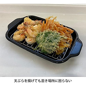 Fuji Enamel Tempura Pot, Square, Enamel, Washable Thermometer, Slackboard Net with Bat, White