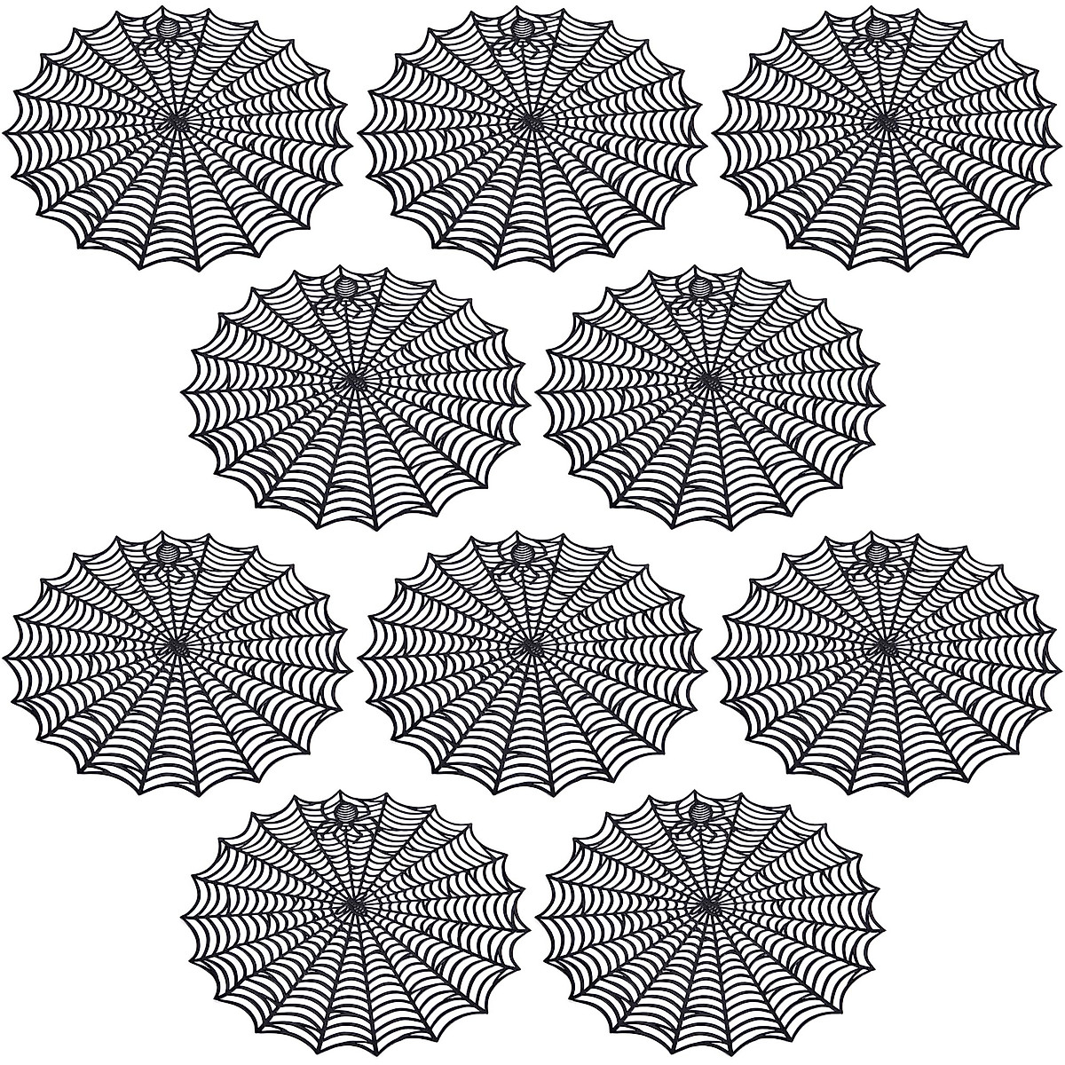 Watayo 10 Pcs Halloween Spider Web Placemats- 15 Inch Heat Insulation Halloween Placemats Spider Web Table Mats- Hollow Out Spiderweb Coasters Placemat for Dining Table Halloween Decoration